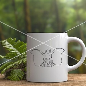 Dumbo_with_big_ears Svg Outline Dxf Eps Pdf Png, Cricut, Cutting File ...