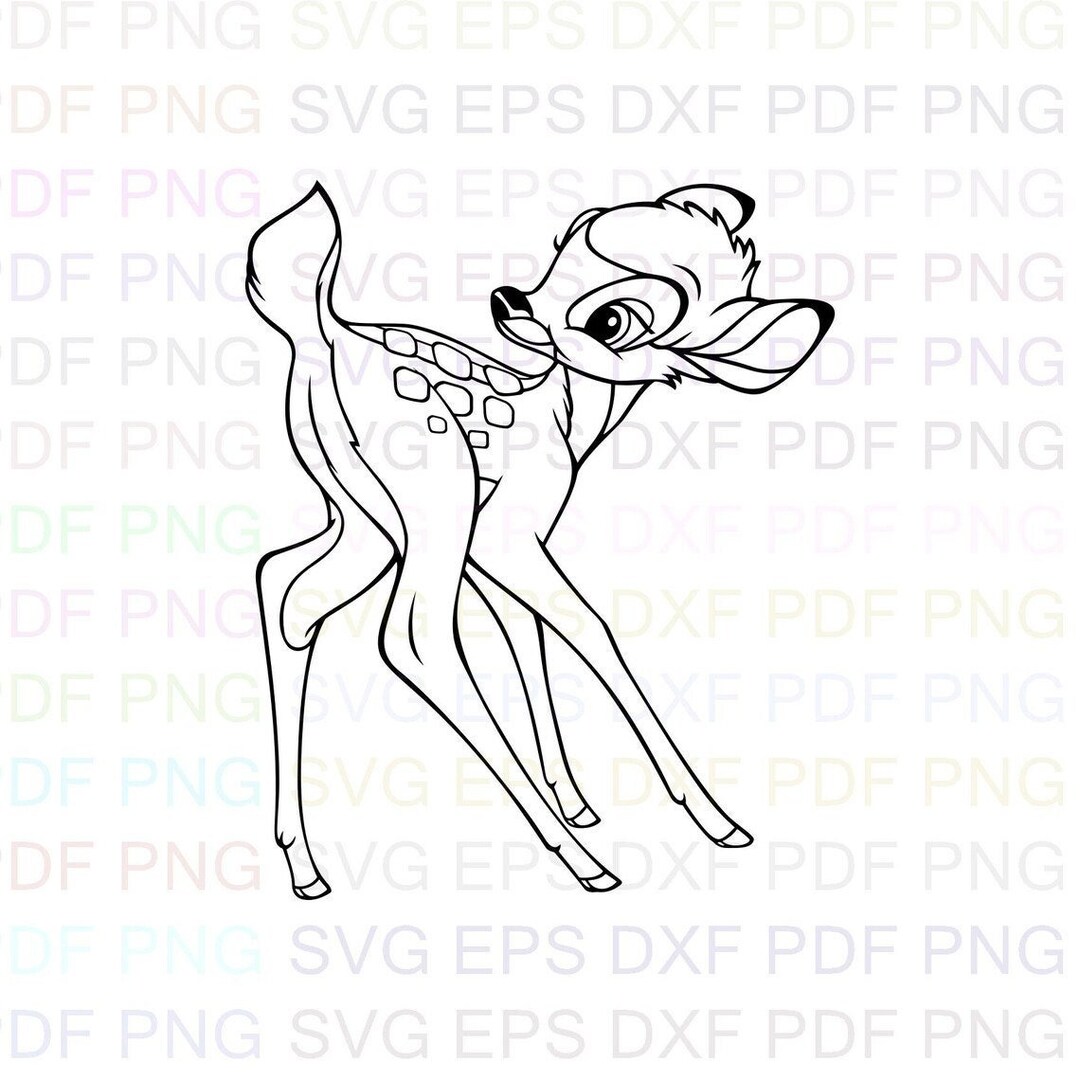 Bambi_deer_0002 Svg Outline Dxf Eps Pdf Png, Cricut, Cutting File ...