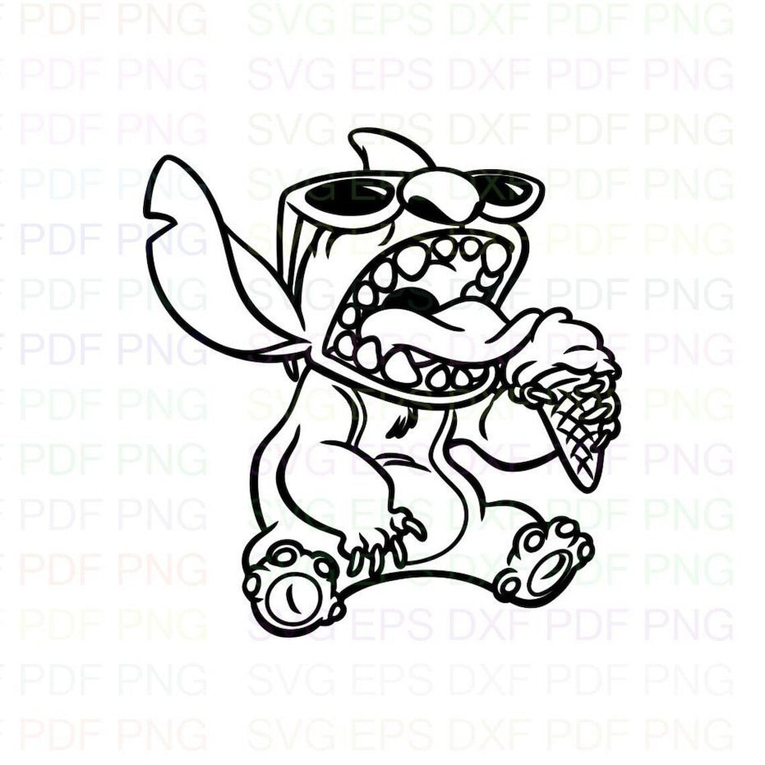 Stitch_ice_cream_lilo_and_stitch Svg Outline Dxf Eps Pdf Png, Cricut ...