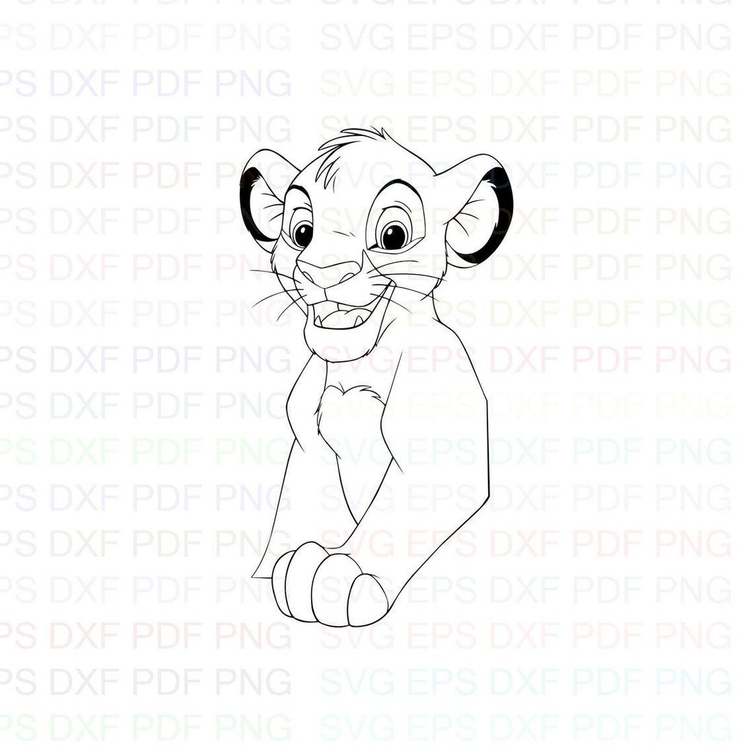 Simba_the_lion_king_23 Svg Outline Dxf Eps Pdf Png, Cricut, Cutting ...