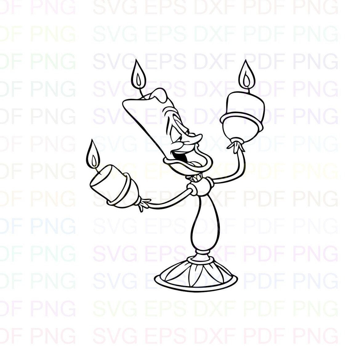Lumiere_1_beauty_and_the_beast Svg Outline Dxf Eps Pdf Png, Cricut ...