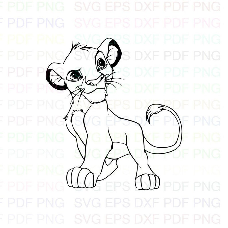 Simba_the_lion_king_18 Svg Outline Dxf Eps Pdf Png, Cricut, Cutting ...