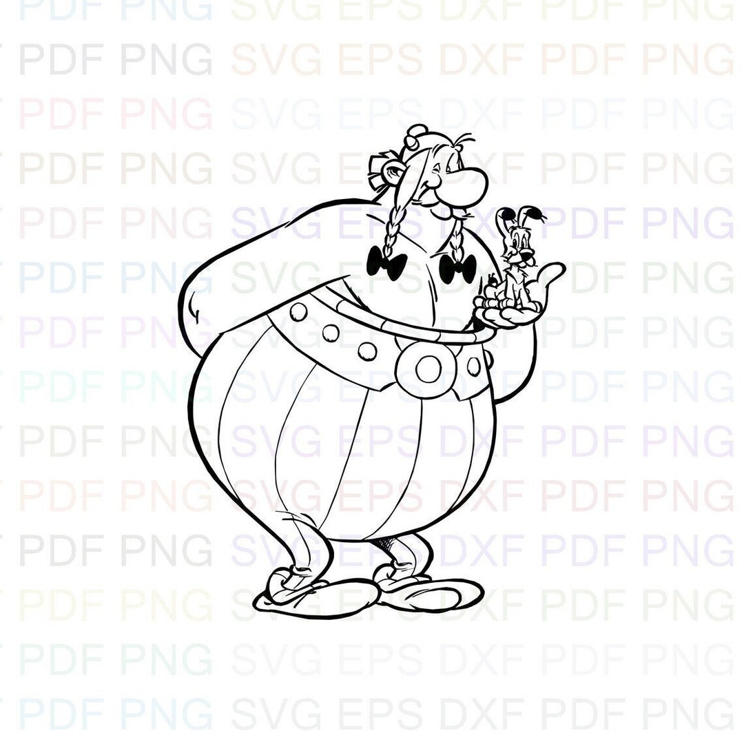 Obelix_and_dogmatix Svg Outline Dxf Eps Pdf Png, Cricut, Cutting File ...