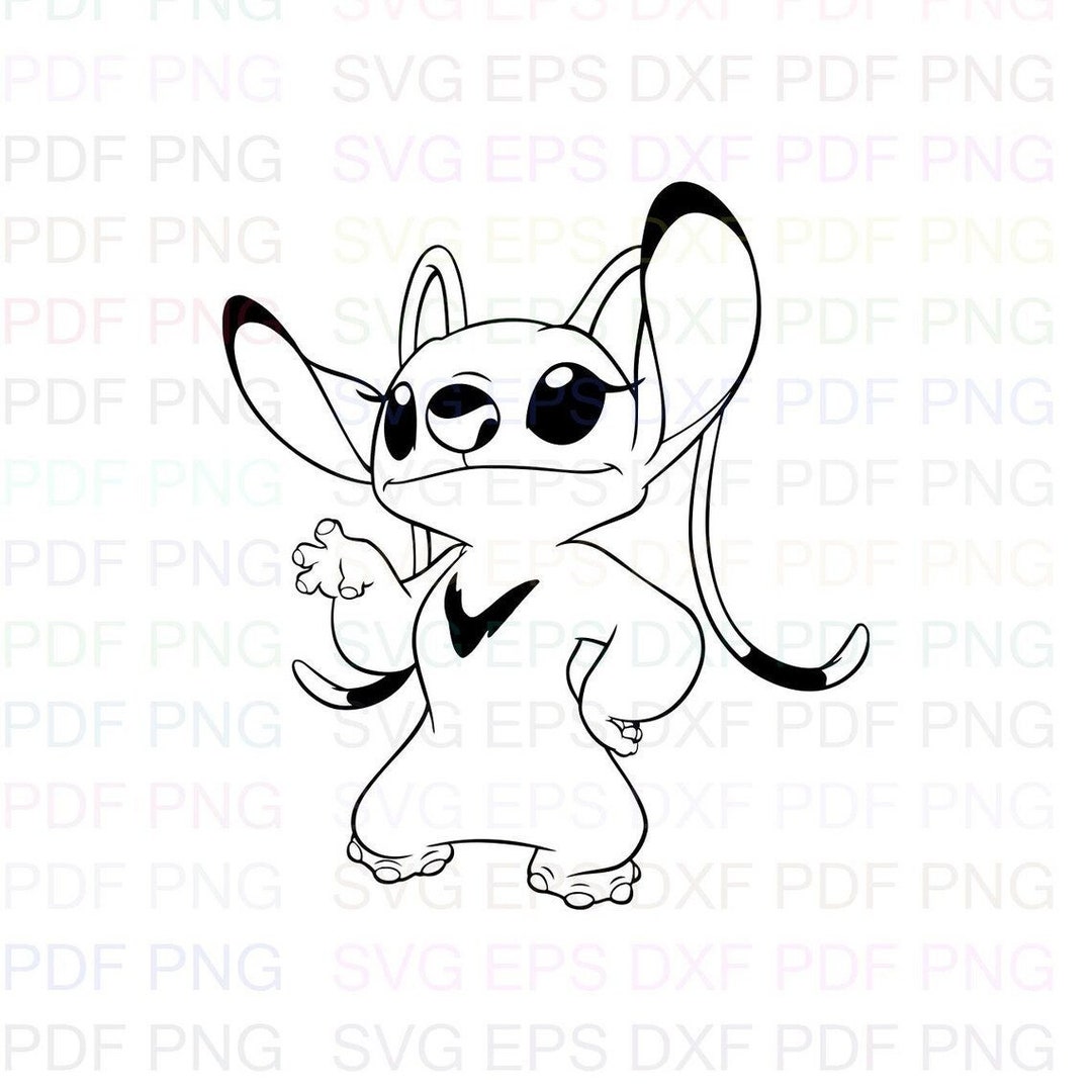 Angel_stitch_pink_2_lilo_and_stitch Svg Outline Dxf Eps Pdf Png, Cricut ...