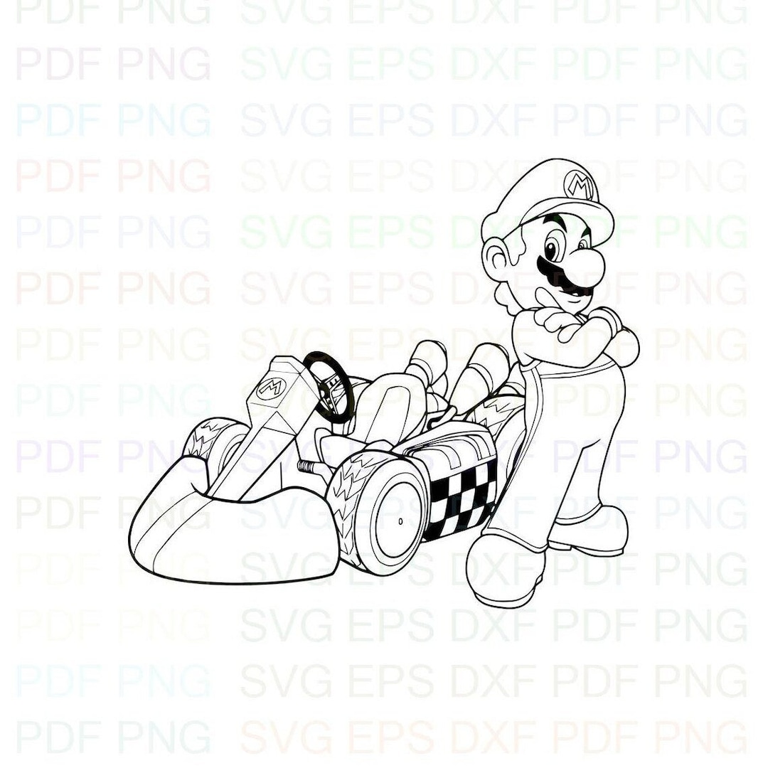Mario_kart Svg Outline Dxf Eps Pdf Png, Cricut, Cutting File, Vector ...