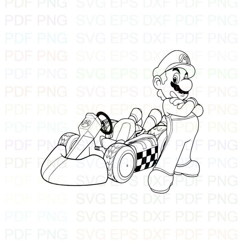 Mario_kart Svg Outline Dxf Eps Pdf Png, Cricut, Cutting File, Vector ...