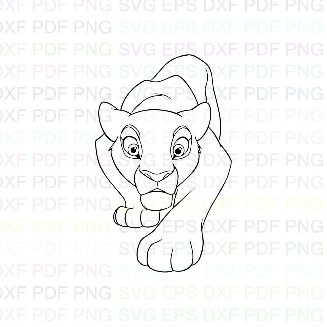 Nala_the_lion_king_5 Svg Outline Dxf Eps Pdf Png, Cricut, Cutting File ...