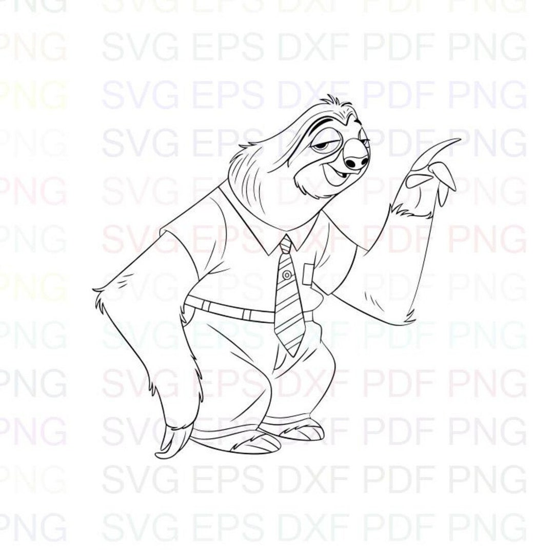 Flash_slothmore_zootopia Svg Outline Dxf Eps Pdf Png, Cricut, Cutting ...