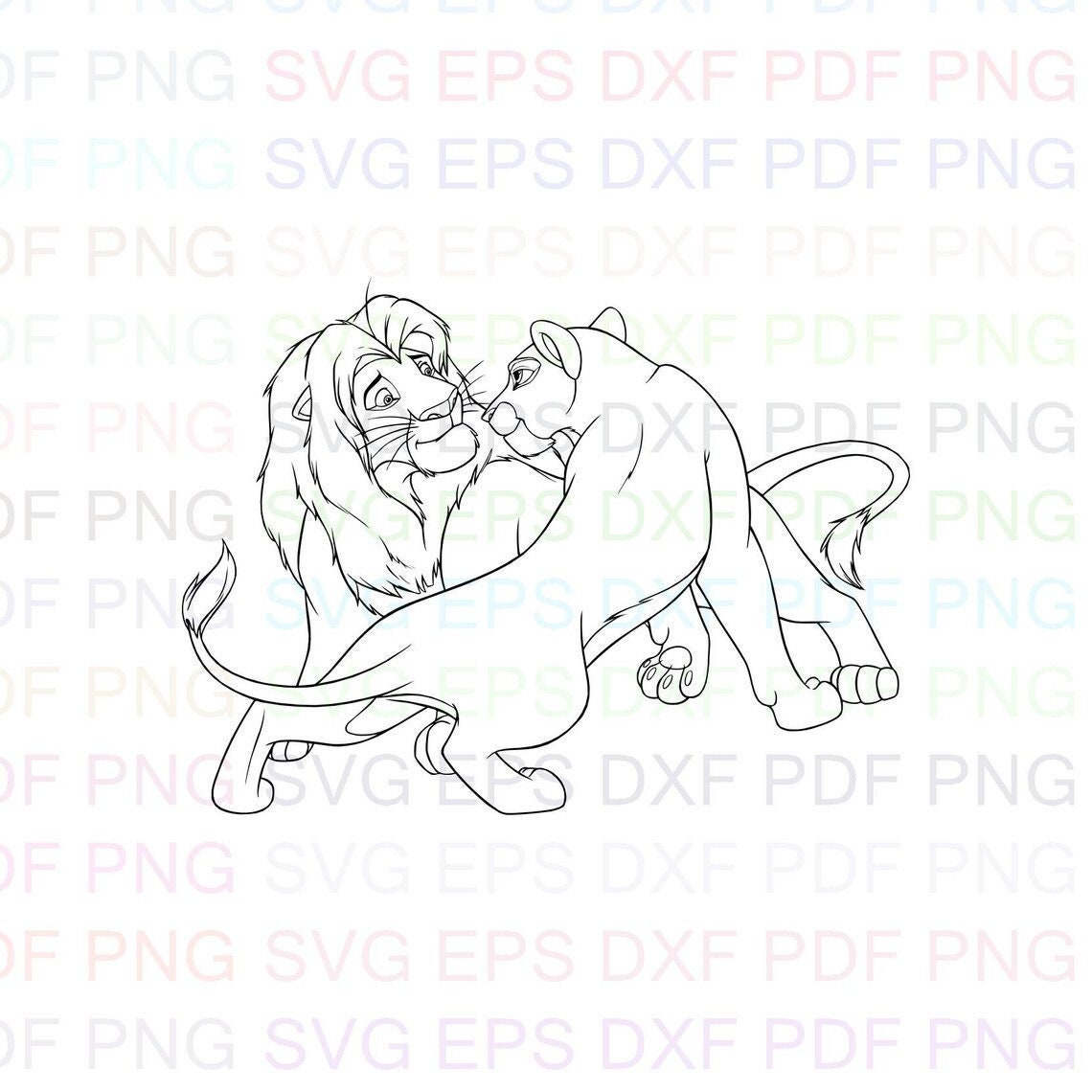 Mufasa_and_nala_the_lion_king_3 Svg Outline Dxf Eps Pdf Png, Cricut ...