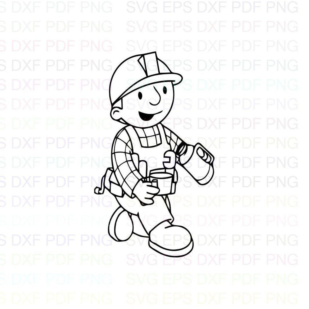 Bob_the_builder Svg Outline Dxf Eps Pdf Png, Cricut, Cutting File ...