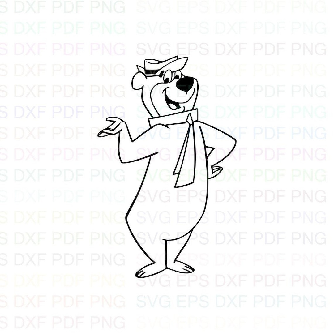 Yogi_bear_2 Svg Outline Dxf Eps Pdf Png, Cricut, Cutting File, Vector ...
