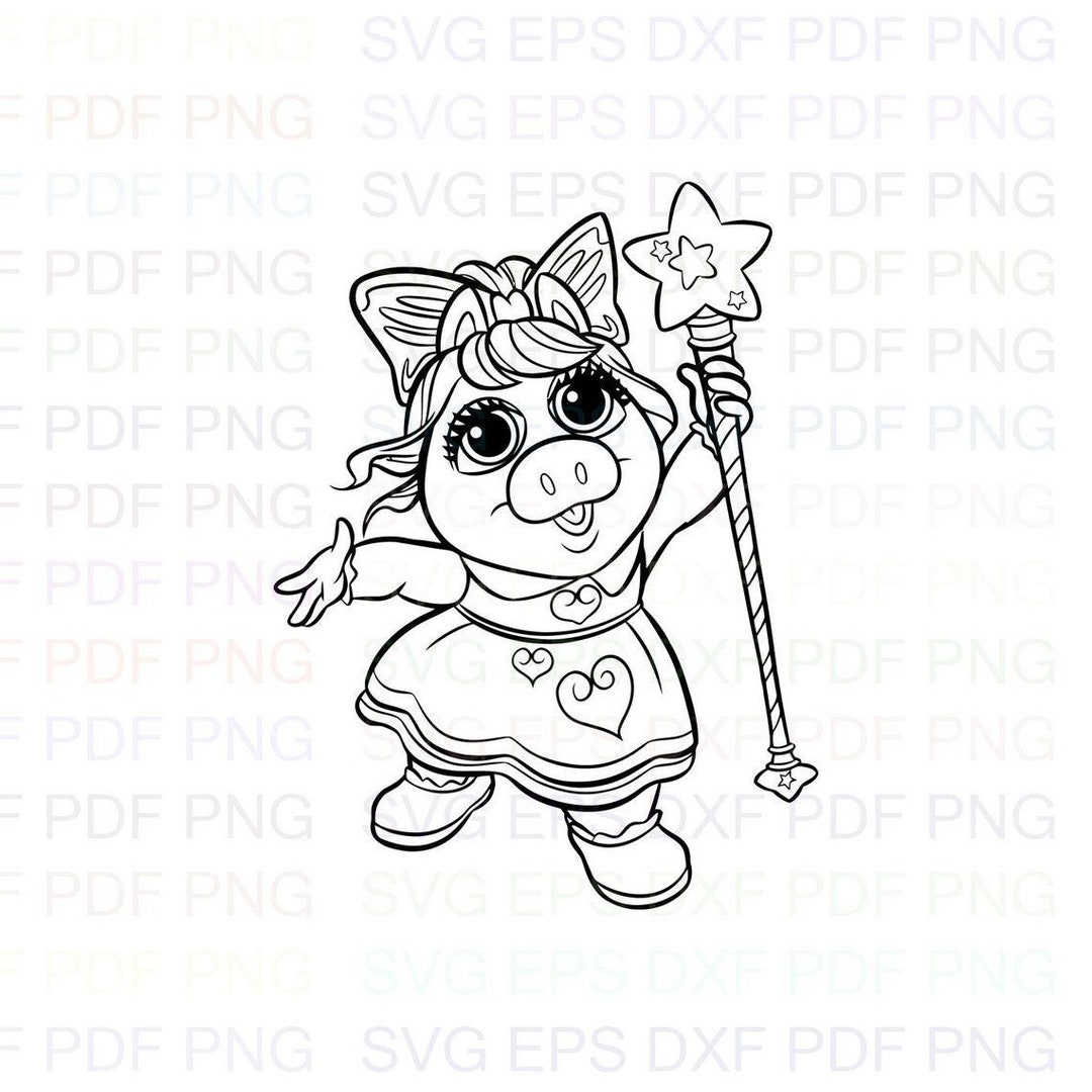 Ballerina_piggy_2_muppet_babies Svg Outline Dxf Eps Pdf Png, Cricut ...