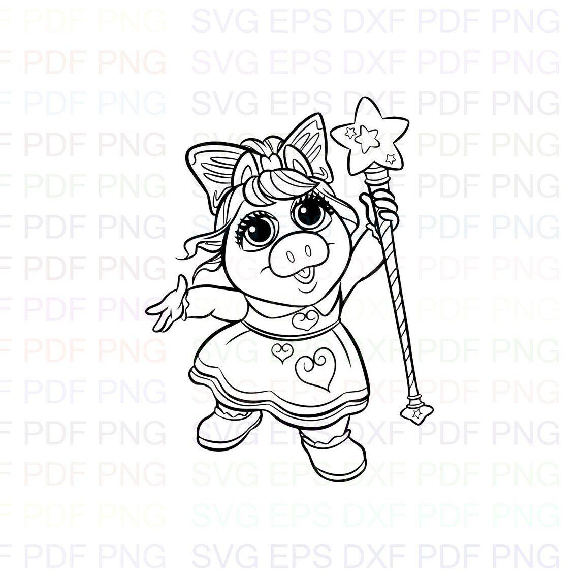 Ballerina_piggy_2_muppet_babies Svg Outline Dxf Eps Pdf Png, Cricut ...