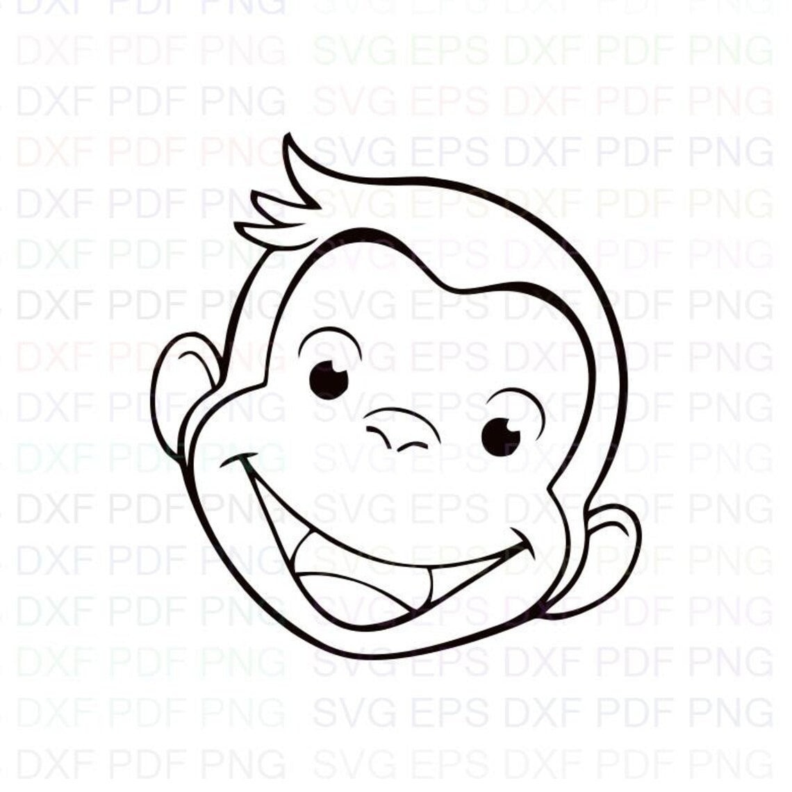 Curious_george_face Svg Outline Dxf Eps Pdf Png, Cricut, Cutting File ...