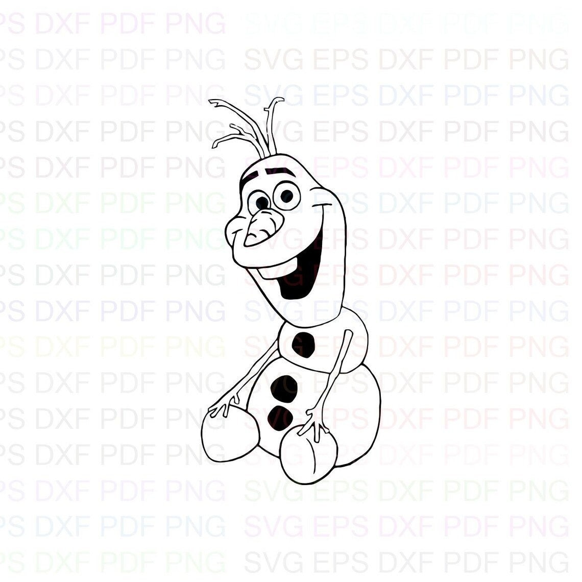Frozen_olaf_sitting Svg Outline Dxf Eps Pdf Png, Cricut, Cutting File ...