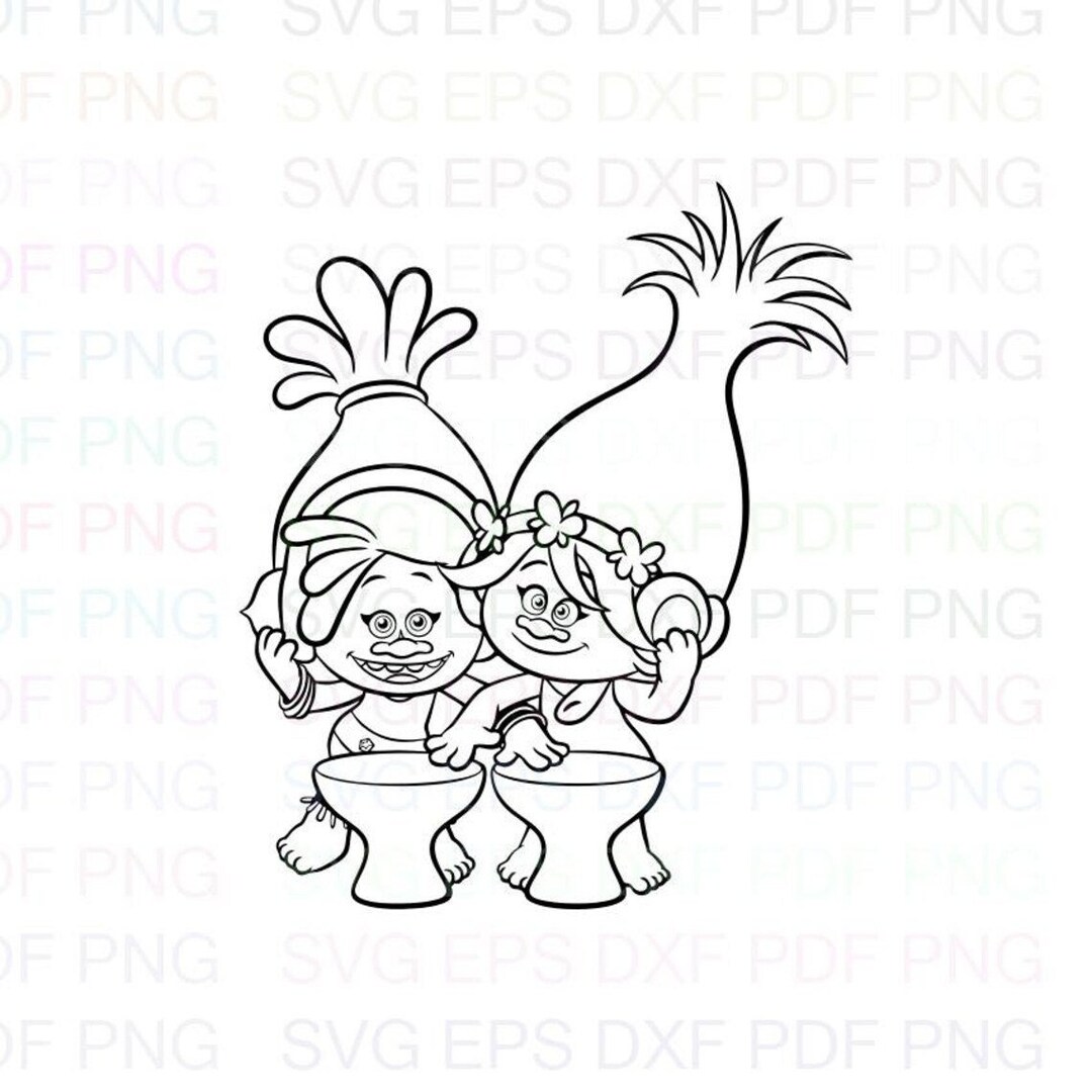 Poppy_dj_suki_trolls Svg Outline Dxf Eps Pdf Png, Cricut, Cutting File ...