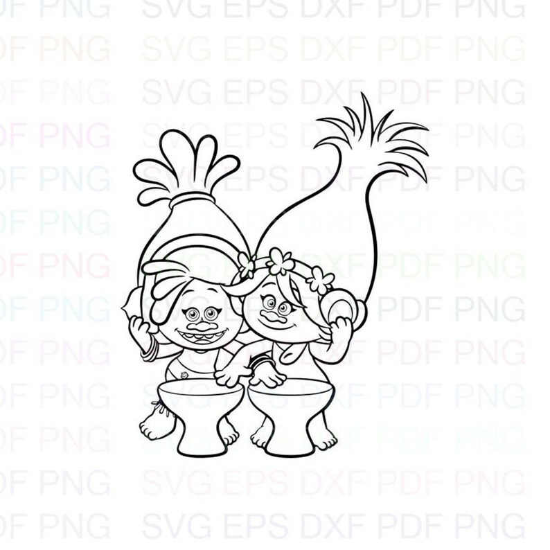 Poppy_dj_suki_trolls Svg Outline Dxf Eps Pdf Png, Cricut, Cutting File ...