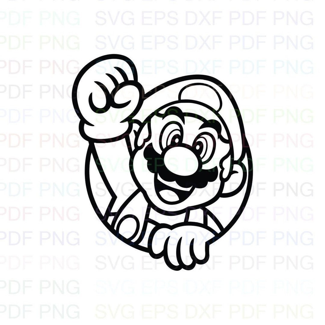 Super_mario_bros_waving_his_hand_through_a_circle_2 Svg Outline Dxf Eps ...