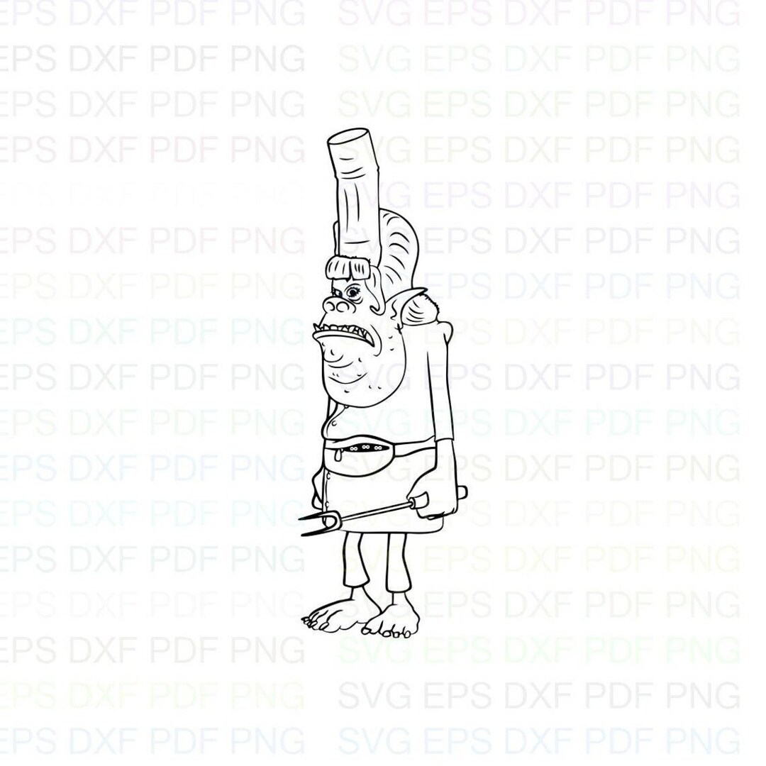 Chef_trolls Svg Outline Dxf Eps Pdf Png, Cricut, Cutting File, Vector ...