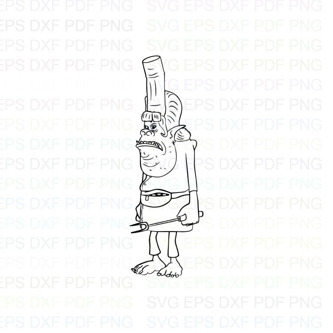 Chef_trolls Svg Outline Dxf Eps Pdf Png, Cricut, Cutting File, Vector ...