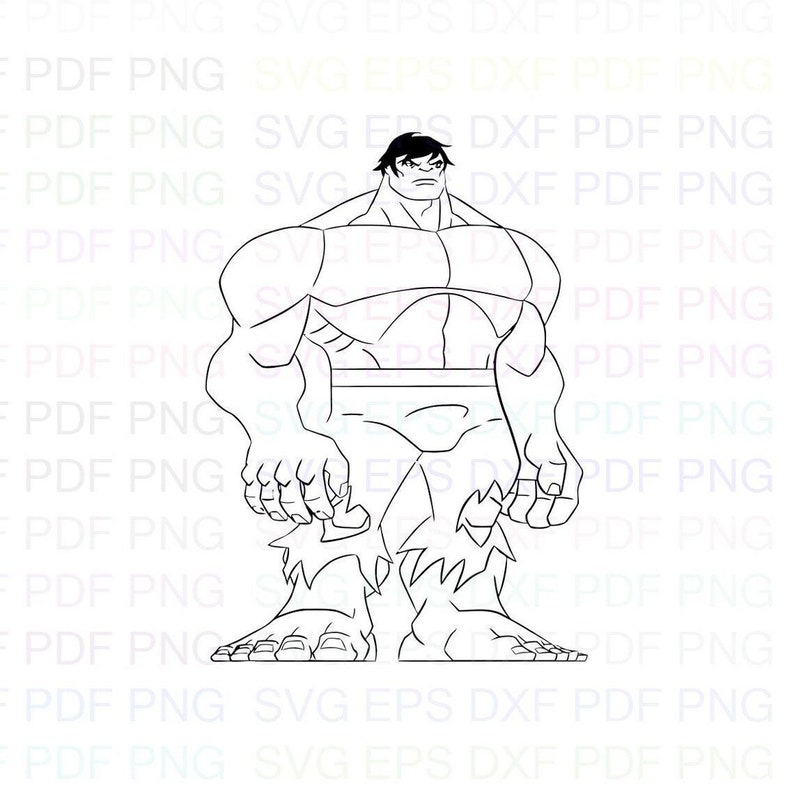 The_incredible_hulk Svg Outline Dxf Eps Pdf Png, Cricut, Cutting File ...