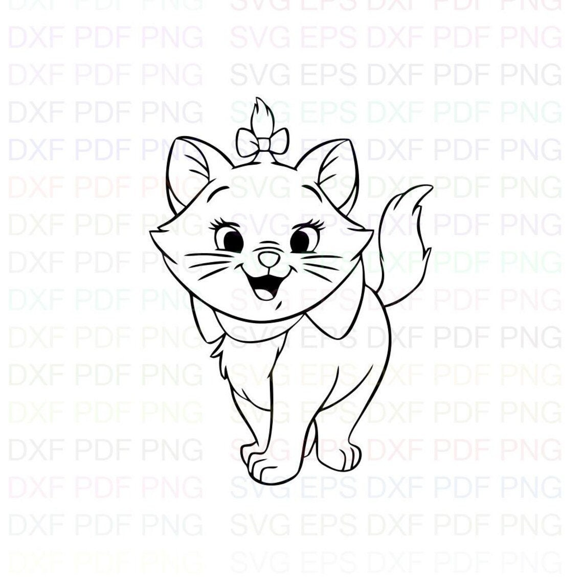 Marie_the_white_kitten_the_aristocats_4 Svg Outline Dxf Eps Pdf Png ...