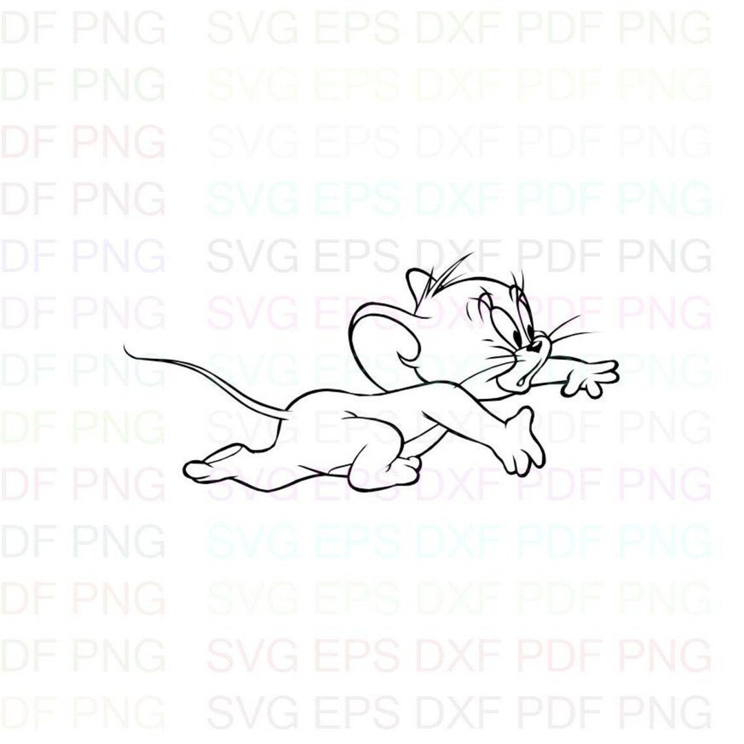 Jerry_4_tom_and_jerry Svg Outline Dxf Eps Pdf Png, Cricut, Cutting File ...