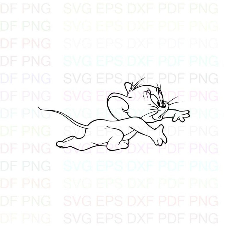 Jerry_4_tom_and_jerry Svg Outline Dxf Eps Pdf Png, Cricut, Cutting File ...