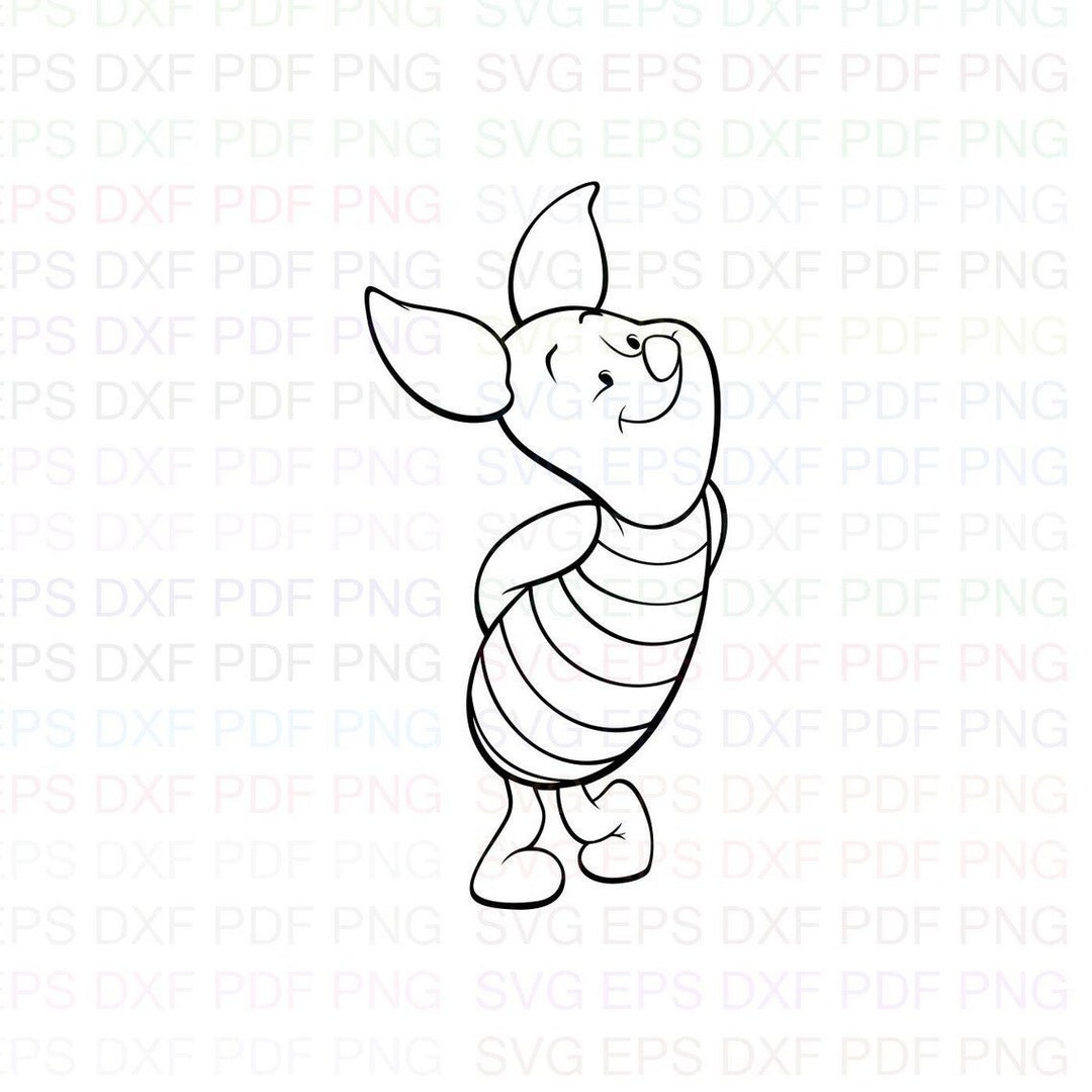 Piglet_winnie_the_pooh_1 Svg Outline Dxf Eps Pdf Png, Cricut, Cutting ...