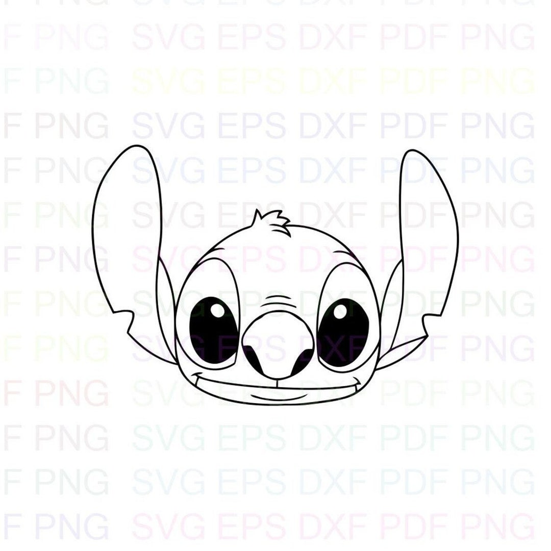 Stitch_face_lilo_and_stitch Svg Outline Dxf Eps Pdf Png, Cricut ...