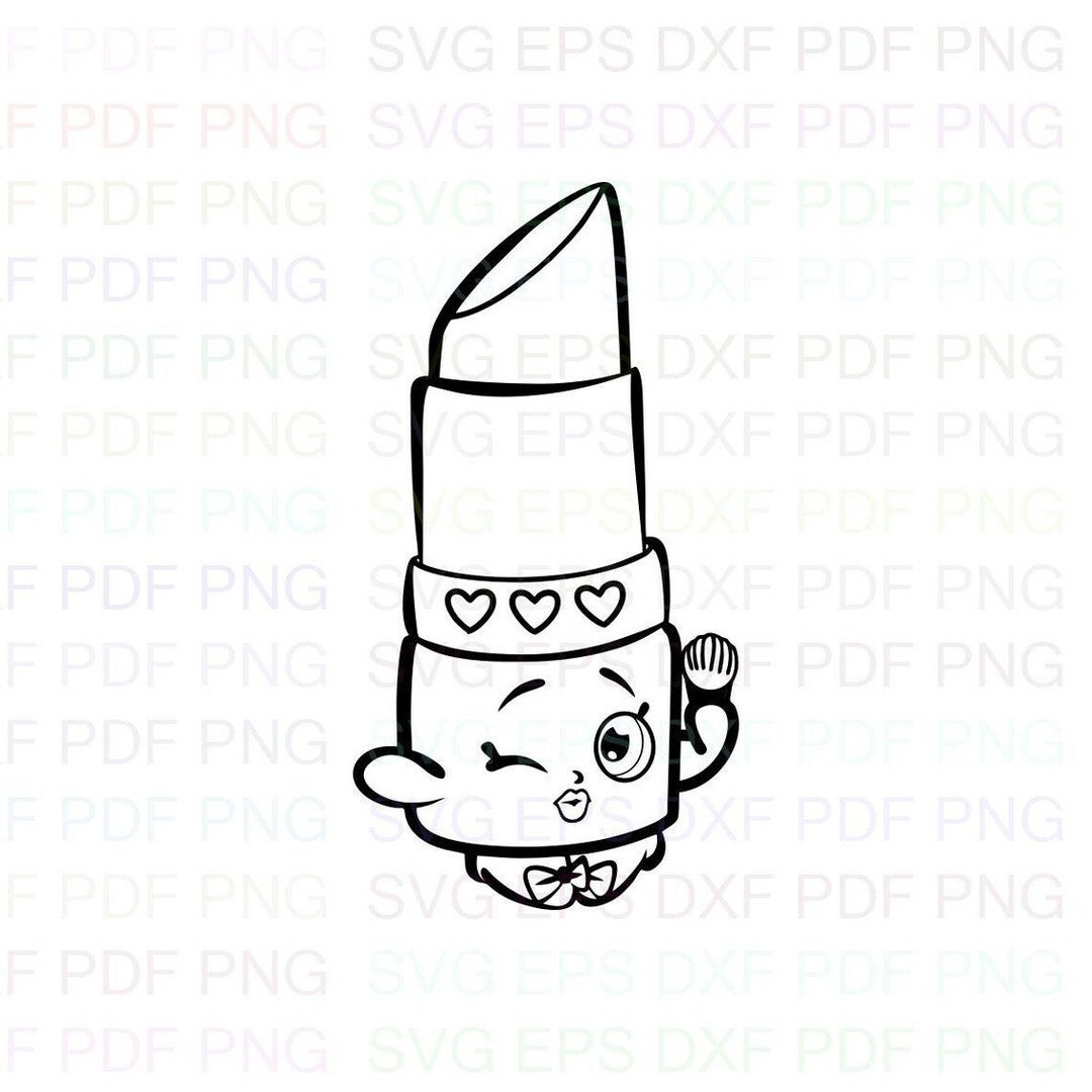 Lippy_lips_shopkins Svg Outline Dxf Eps Pdf Png, Cricut, Cutting File ...