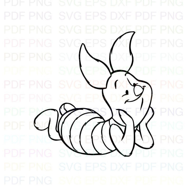 Piglet_winnie_the_pooh_6 Svg Outline Dxf Eps Pdf Png, Cricut, Cutting ...