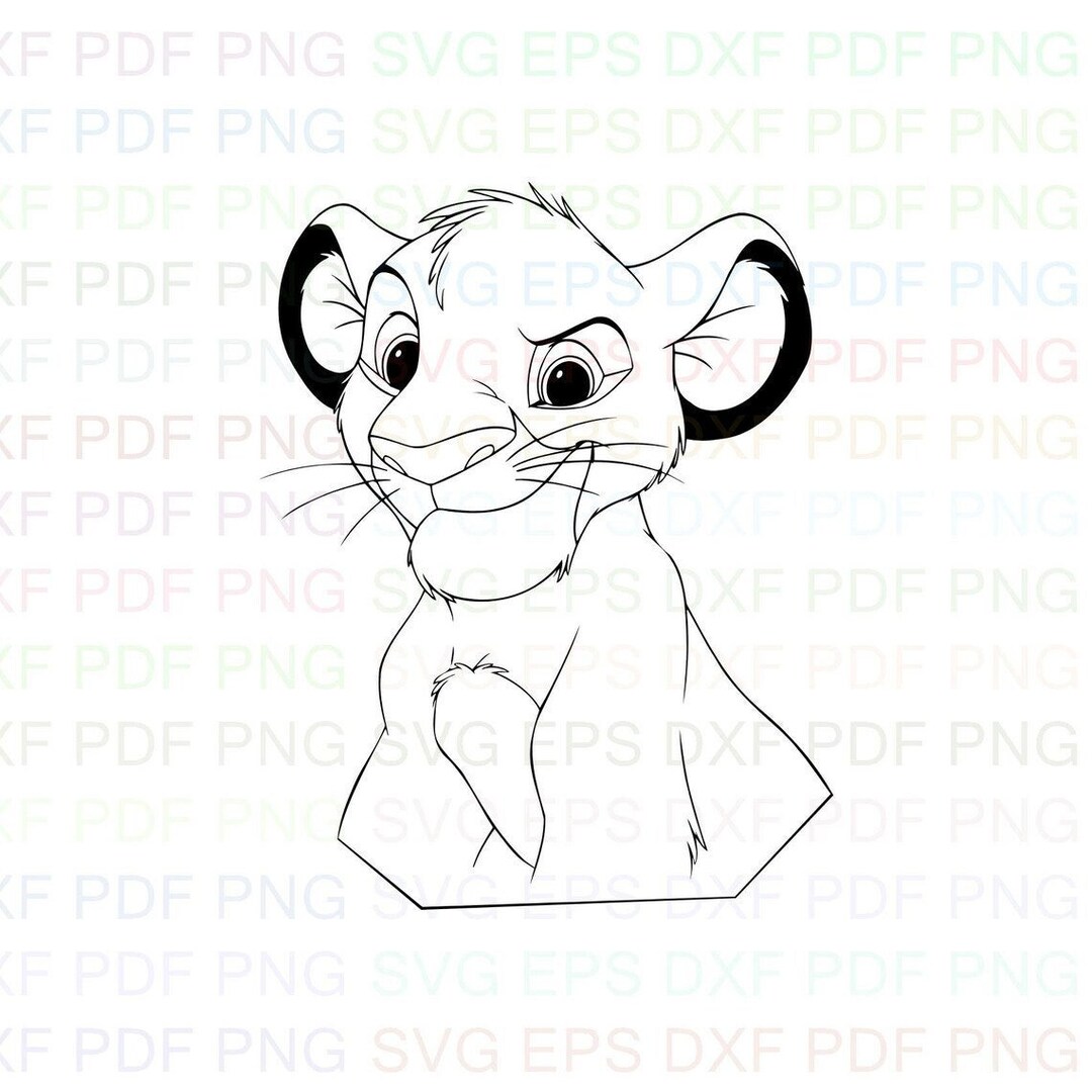 Simba_the_lion_king_11 Svg Outline Dxf Eps Pdf Png, Cricut, Cutting ...