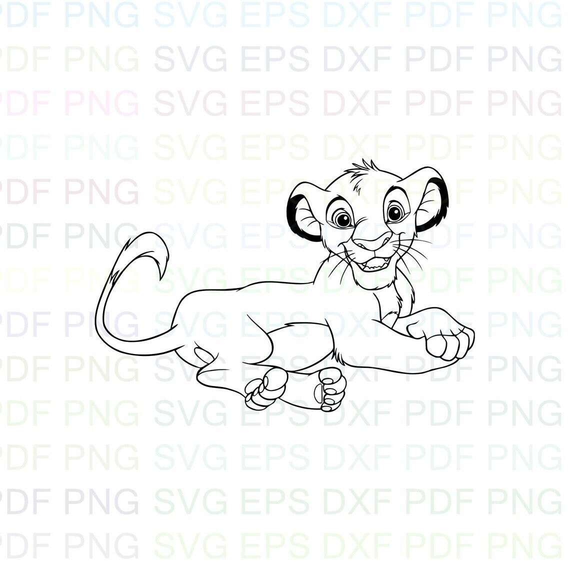 Simba_the_lion_king_9 Svg Outline Dxf Eps Pdf Png, Cricut, Cutting File ...