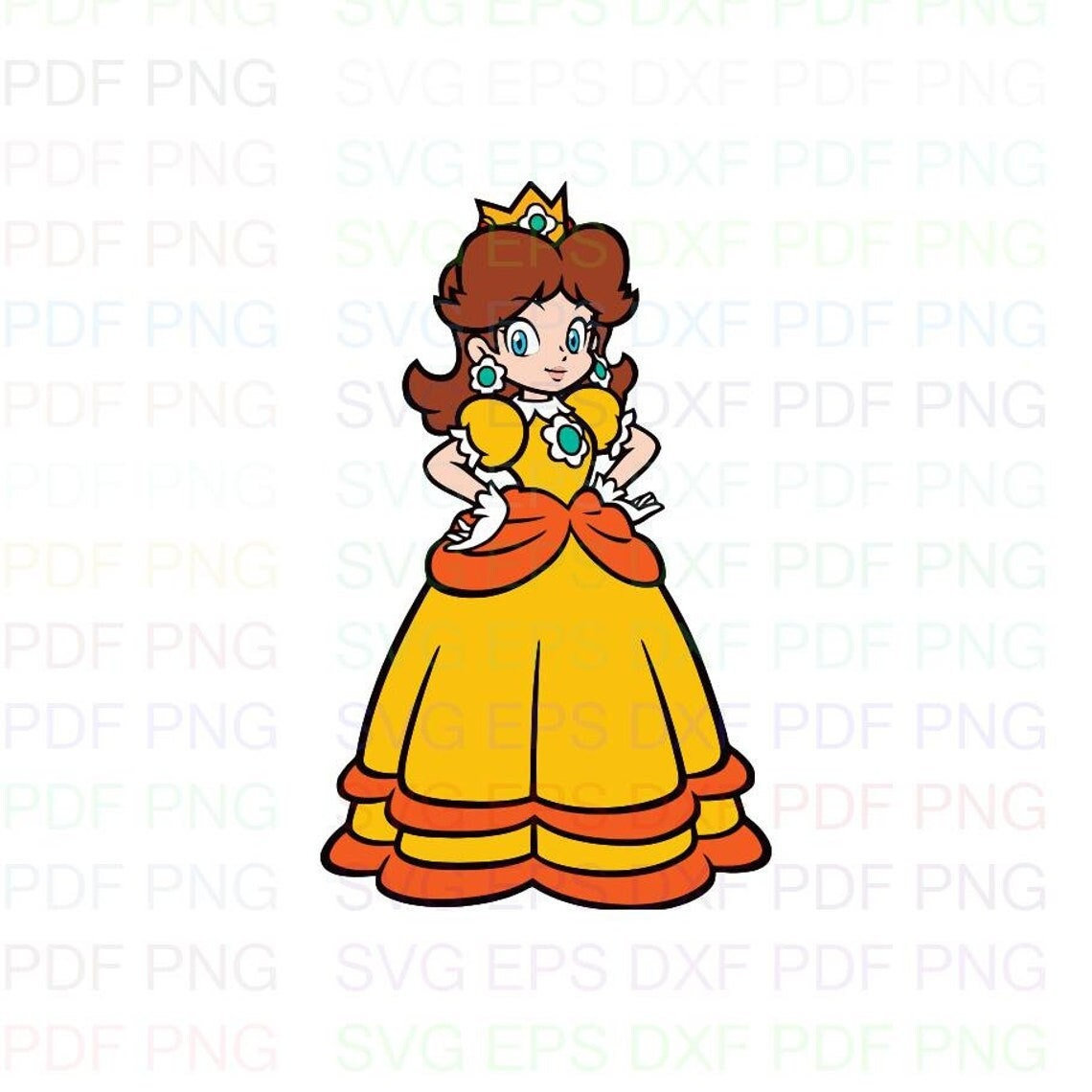 Princess_daisy_super_mario_land Svg Dxf Eps Pdf Png, Cricut, Cutting ...