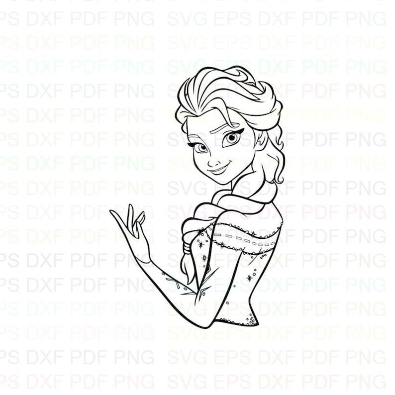 Elsa_frozen Svg Outline Dxf Eps Pdf Png, Cricut, Cutting File, Vector ...