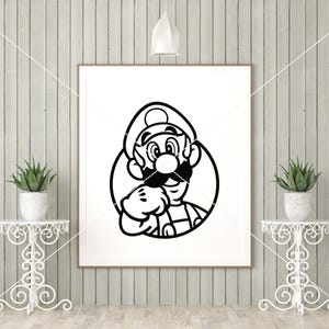Luigi_through_a_circle_super_mario Svg Outline Dxf Eps Pdf Png, Cricut ...