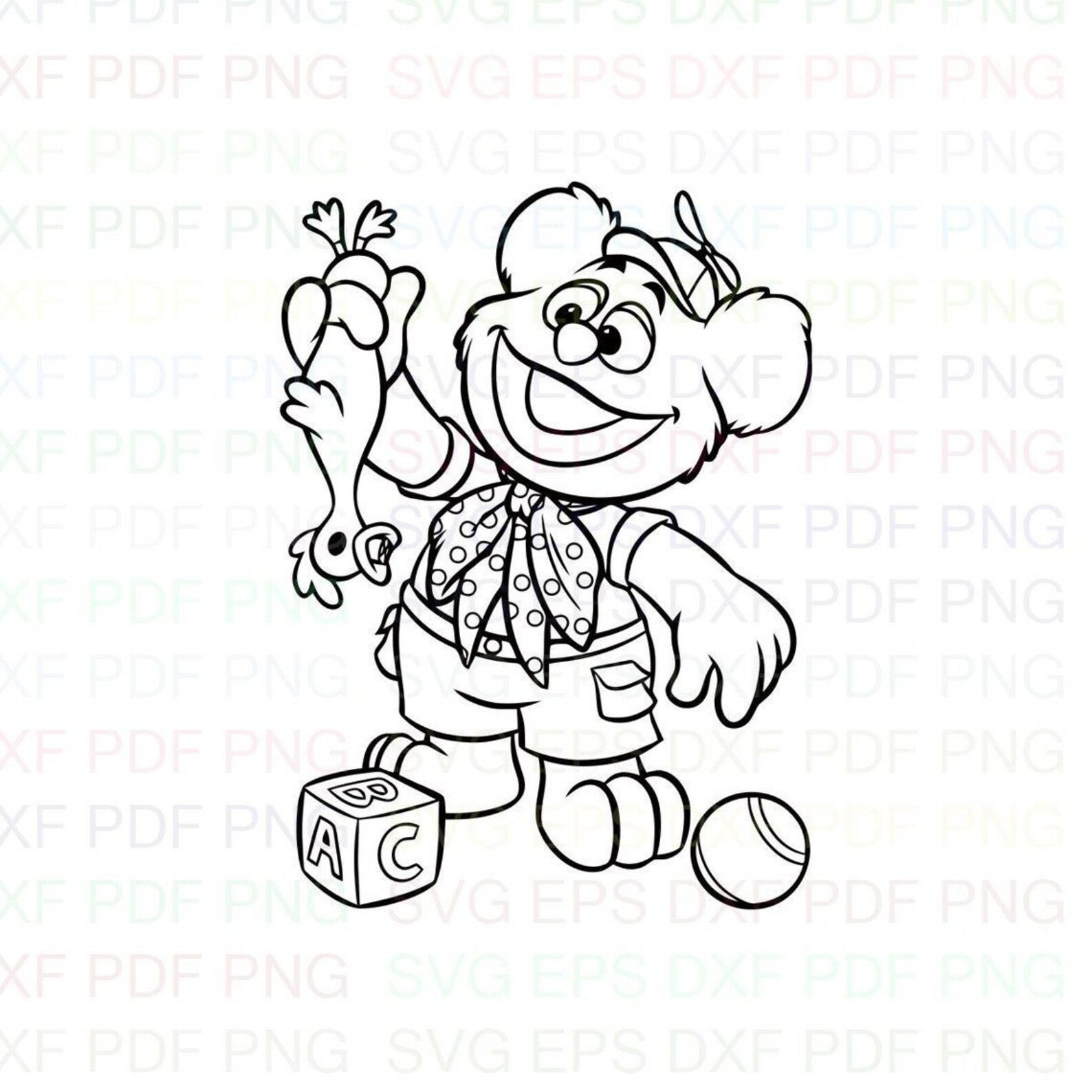 Fozzie_muppet_babies Svg Outline Dxf Eps Pdf Png, Cricut, Cutting File ...