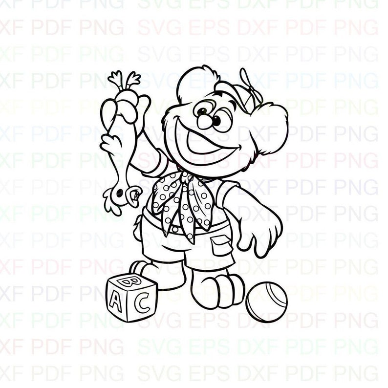 Fozzie_muppet_babies Svg Outline Dxf Eps Pdf Png, Cricut, Cutting File ...