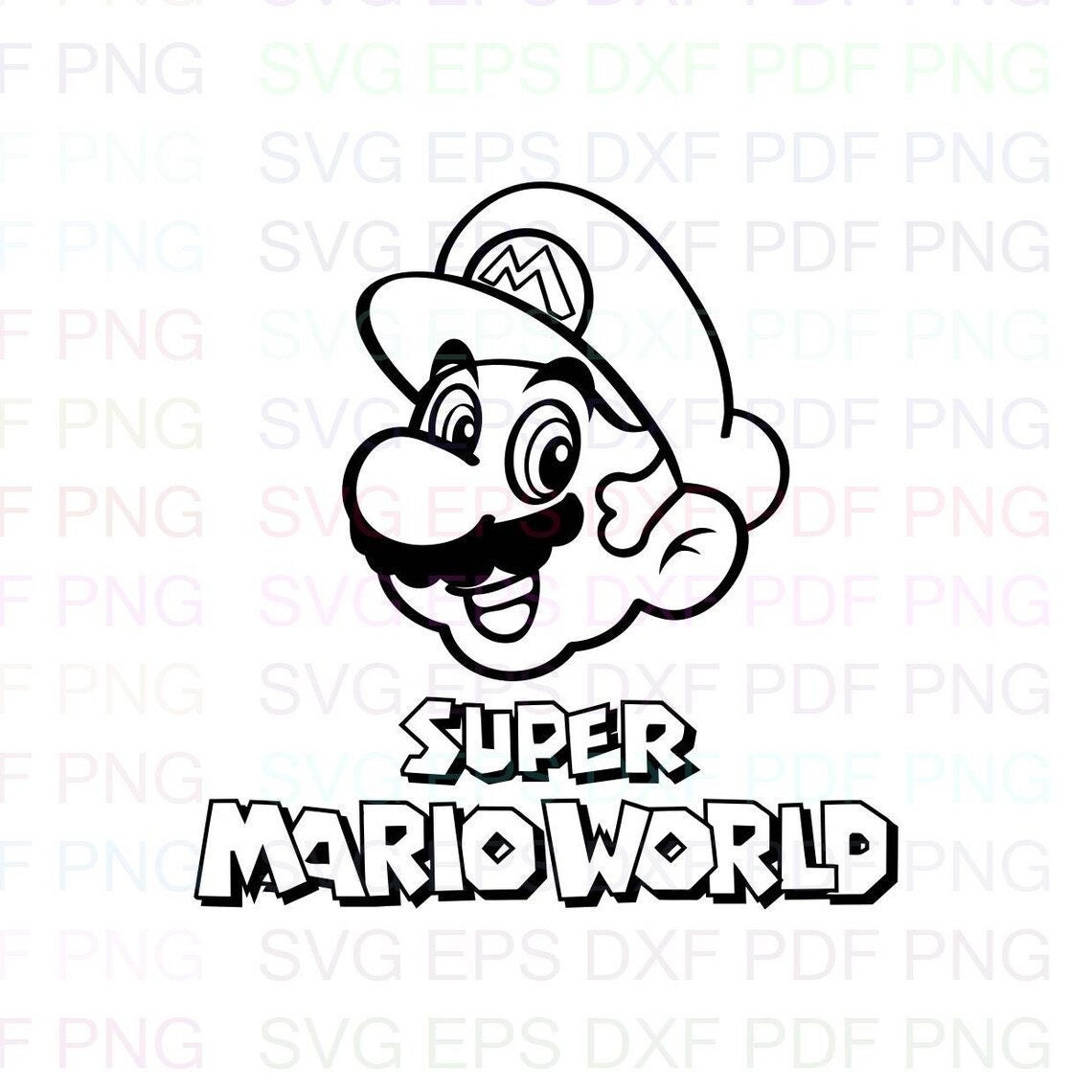 Super_mario_world_face Svg Outline Dxf Eps Pdf Png, Cricut, Cutting ...