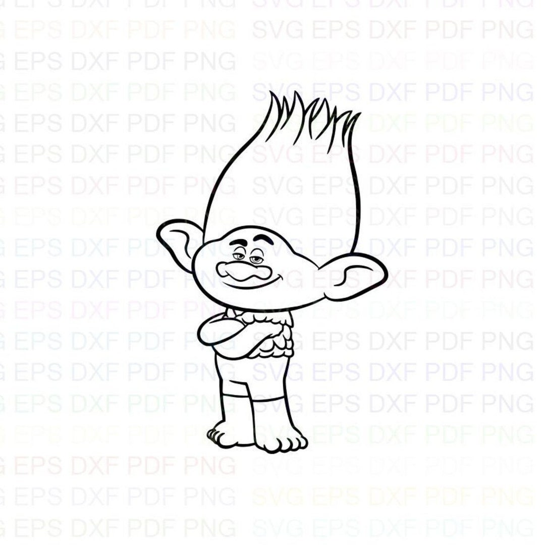 Branch_blue_trolls Svg Outline Dxf Eps Pdf Png, Cricut, Cutting File ...