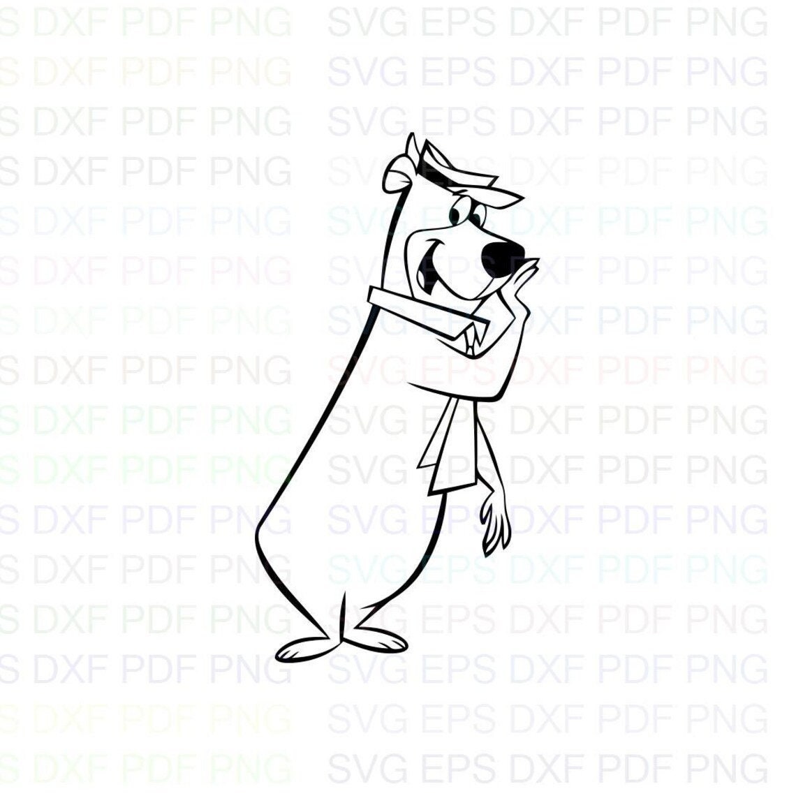 Yogi_bear_whispering Svg Outline Dxf Eps Pdf Png, Cricut, Cutting File ...