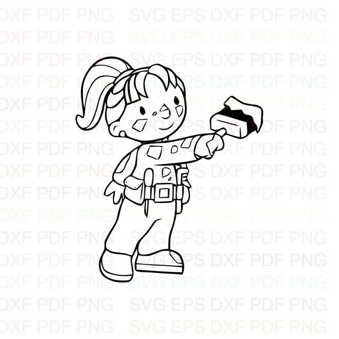 Wendy_painting_bob_the_builder Svg Outline Dxf Eps Pdf Png, Cricut ...