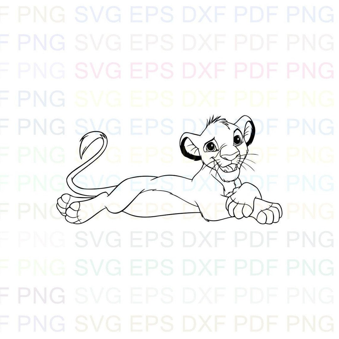 Simba_the_lion_king_16 Svg Outline Dxf Eps Pdf Png, Cricut, Cutting ...