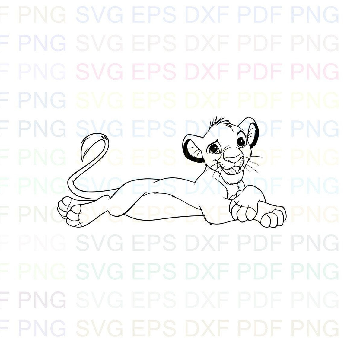 Simba_the_lion_king_16 Svg Outline Dxf Eps Pdf Png, Cricut, Cutting ...