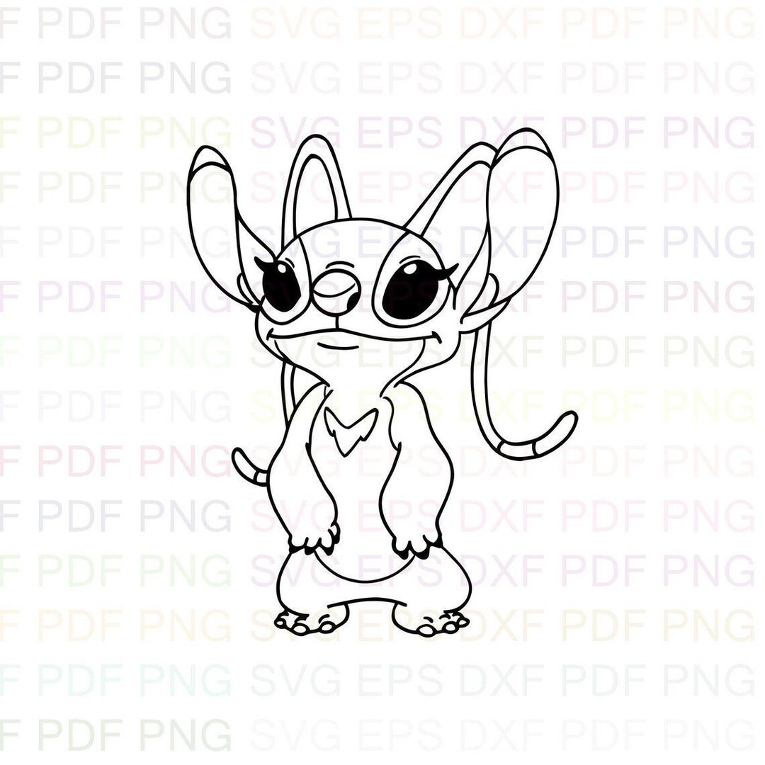 Angel_stitch_pink_lilo_and_stitch Svg Outline Dxf Eps Pdf Png, Cricut ...