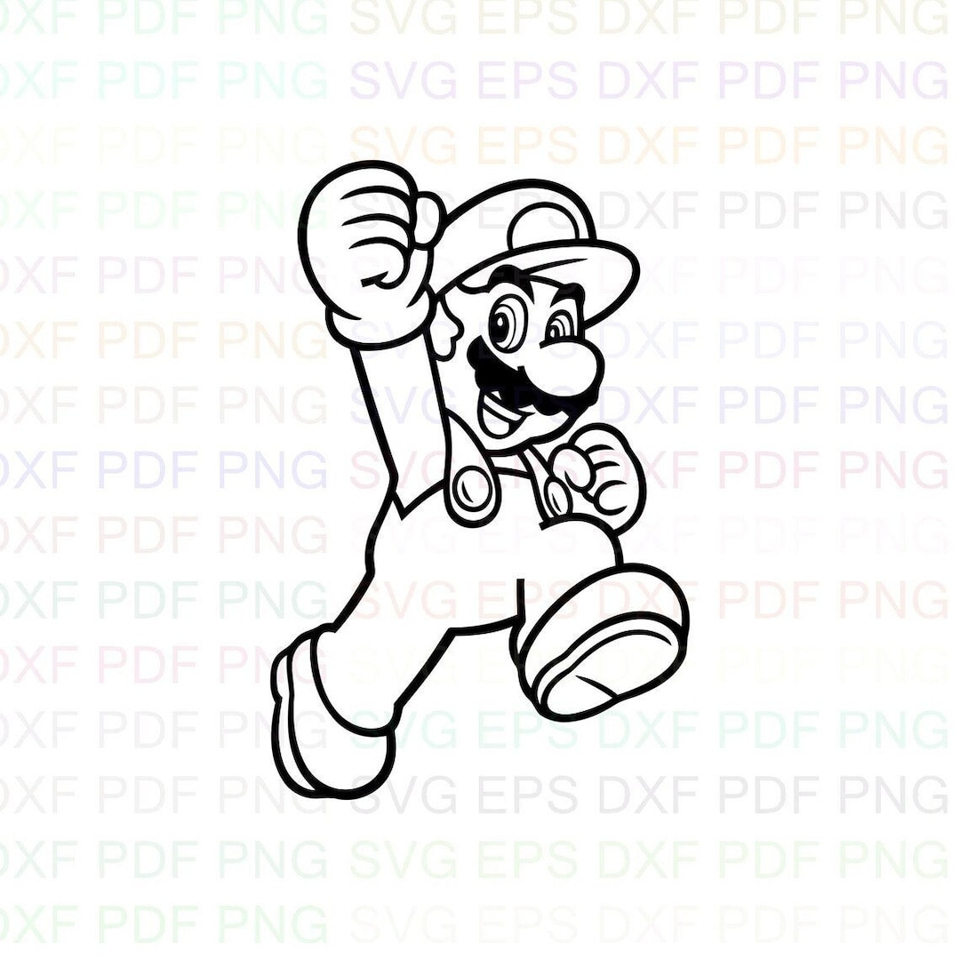 Super_mario_jumping Svg Outline Dxf Eps Pdf Png, Cricut, Cutting File ...