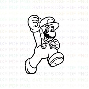 Super_mario_jumping Svg Outline Dxf Eps Pdf Png, Cricut, Cutting File ...