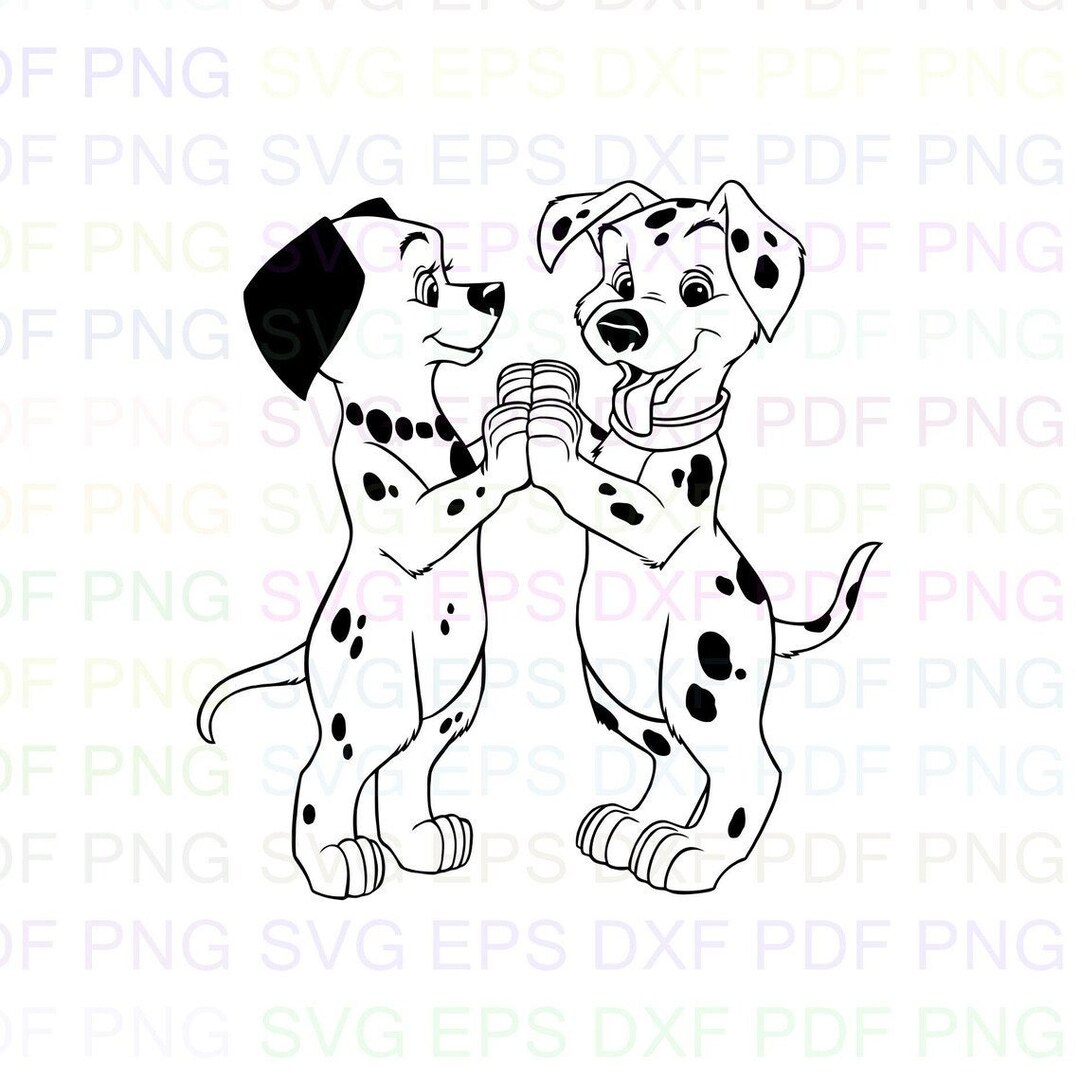 101_dalmations_006 Svg Outline Dxf Eps Pdf Png, Cricut, Cutting File, Vector, Clipart - Instant ...