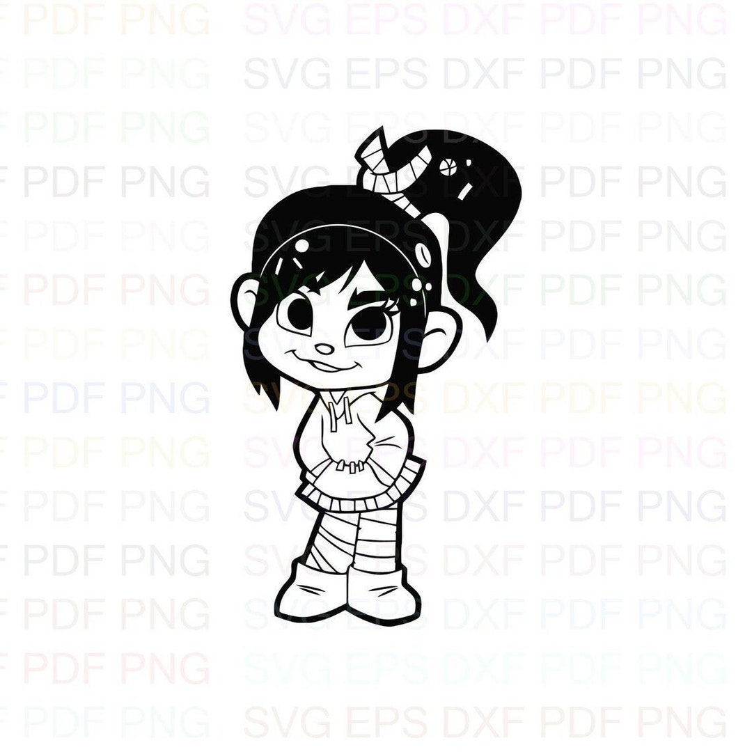 Vanellope_von_schweetz_princess_2_wreck_it_ralph Svg Outline Dxf Eps ...